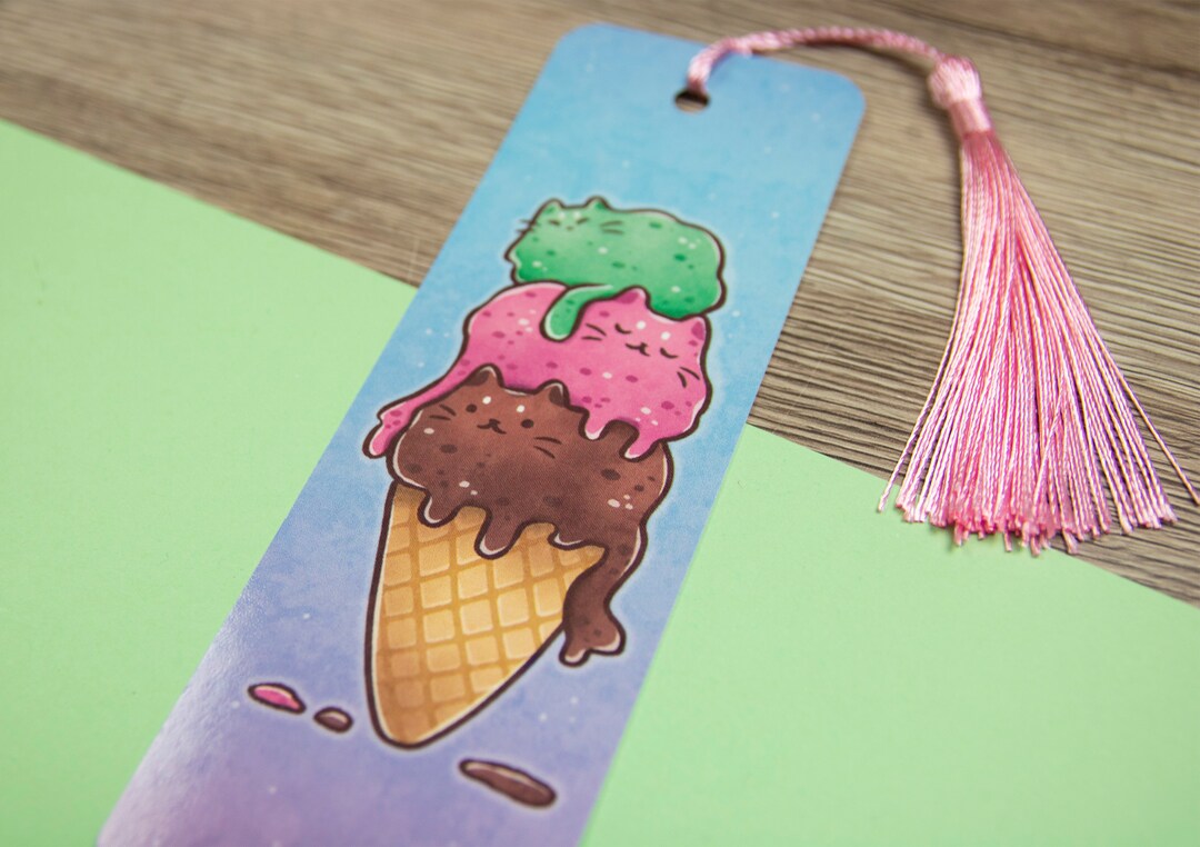 Ice Cream Cats Bookmark | Different Options | Tassel | Reading Gift - Etsy