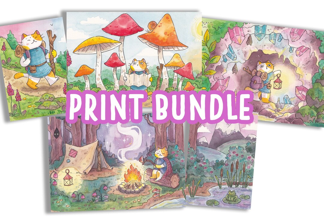 BUNDLE Print X 5 - Kitty Explorer Adventure - Matte Art Prints - Signed ...