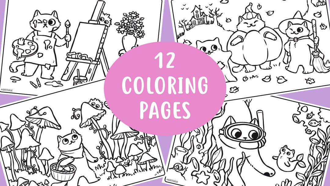 Digital Download - 12 Coloring Pages Bundle - Etsy
