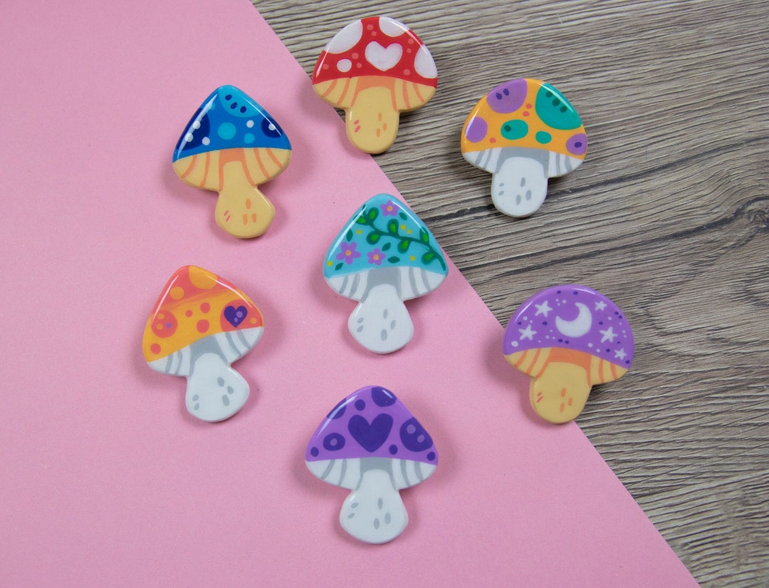 Mushroom Clay Pin Handmade - Etsy