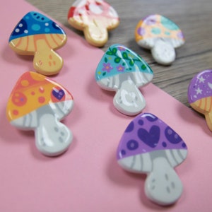 Mushroom Clay Pin Handmade - Etsy