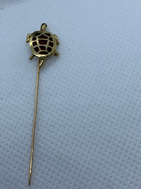 Art Deco Vintage Turtle Stick Pin Enameled 10k Yellow… - Gem