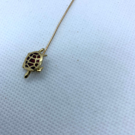 Art Deco Vintage Turtle Stick Pin Enameled 10k Yellow… - Gem