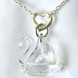 Sterling Silver Swan Crystal Pendant. Sterling Msilver Heart Chain ...