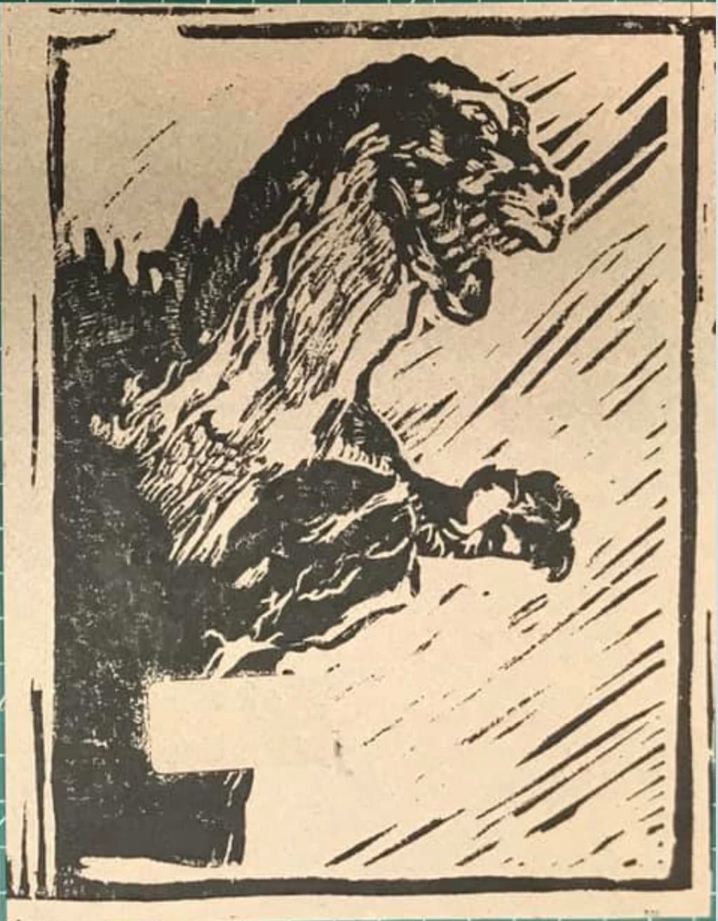 Godzilla Linocut - Etsy