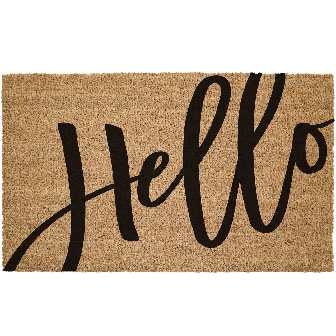 Hello Cursive Font Exterior Coir Welcome Door Mat - Etsy