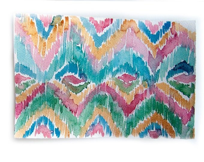 Watercolor Painting Original. Ikat Painting.art Original.wall Art - Etsy