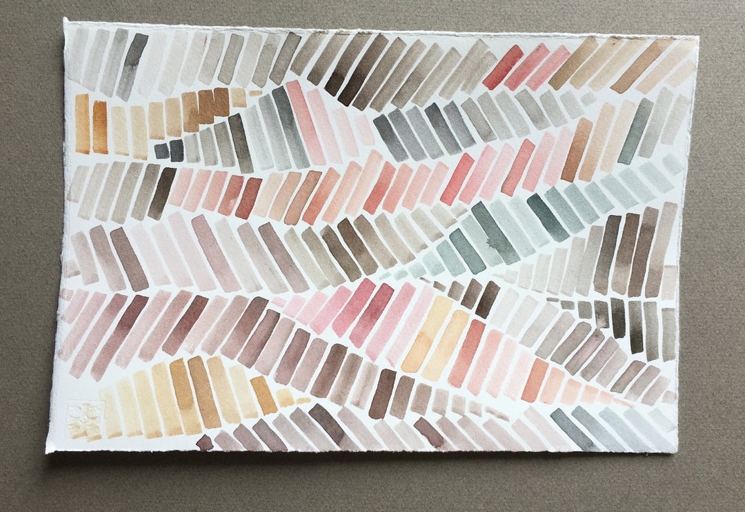 Dusty Rose Geometric Painting, Watercolour Painting Original. Abstract ...