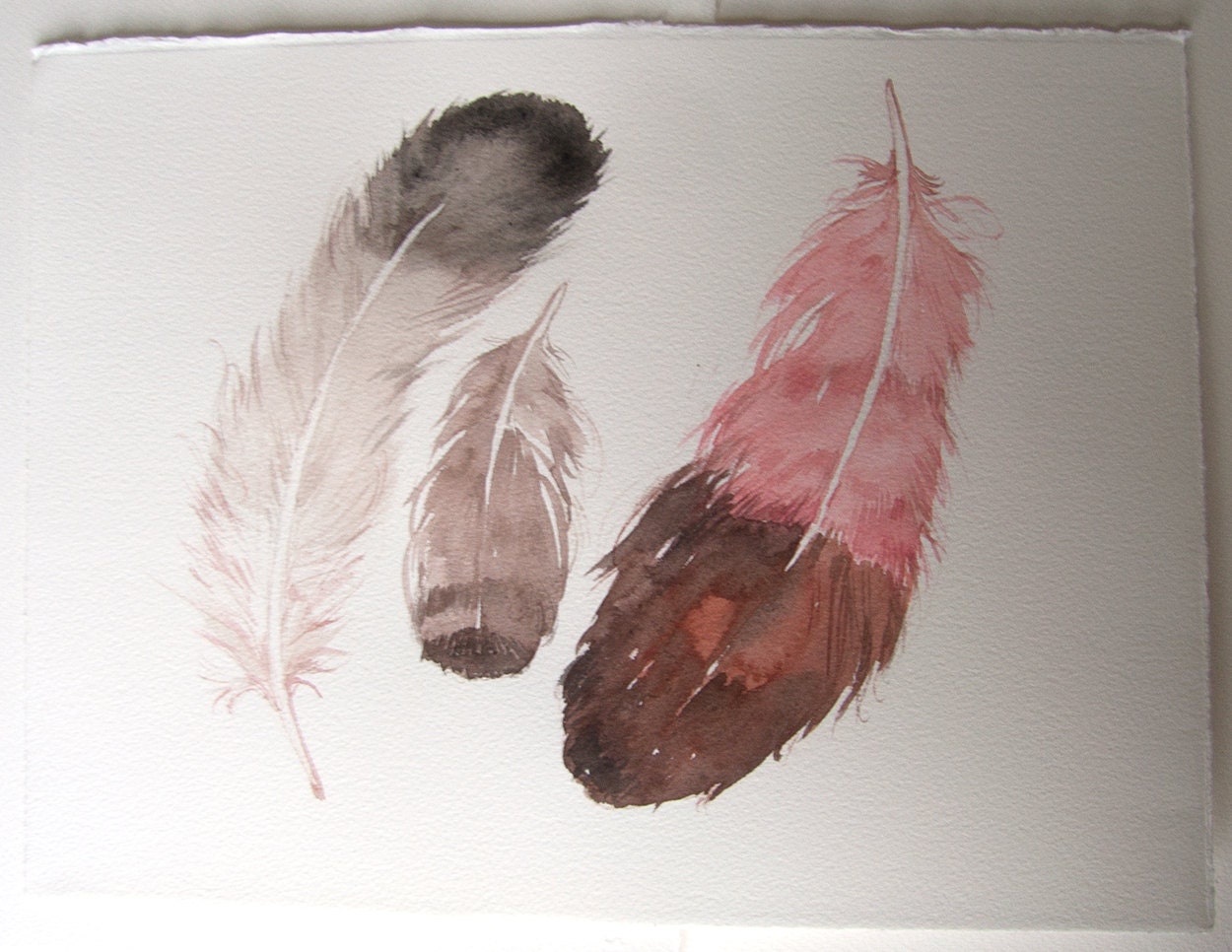 Feather Illustration/ Watercolor Feather Painting/ Minimalist Art ...