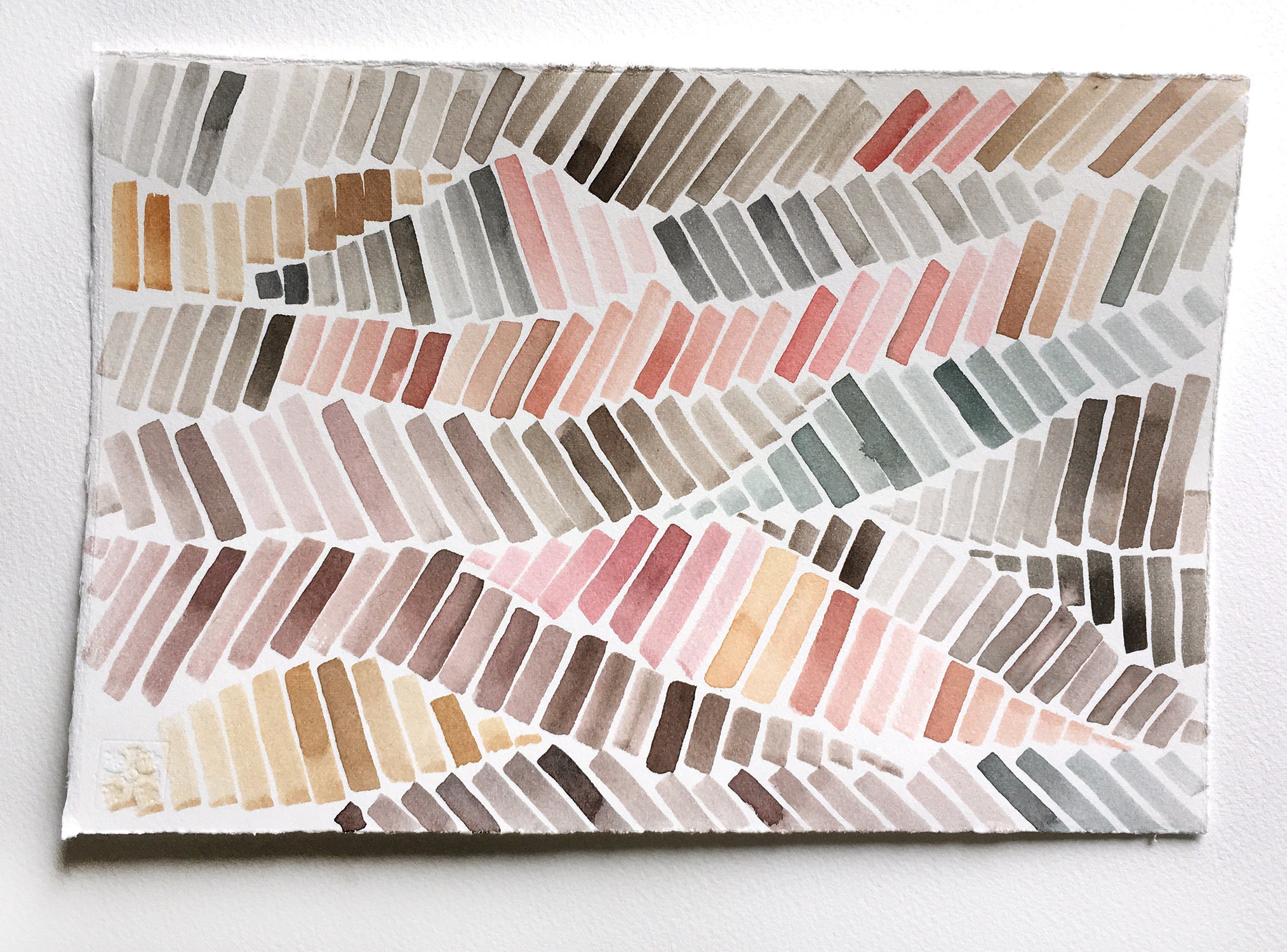 Dusty Rose Geometric Painting, Watercolour Painting Original. Abstract ...