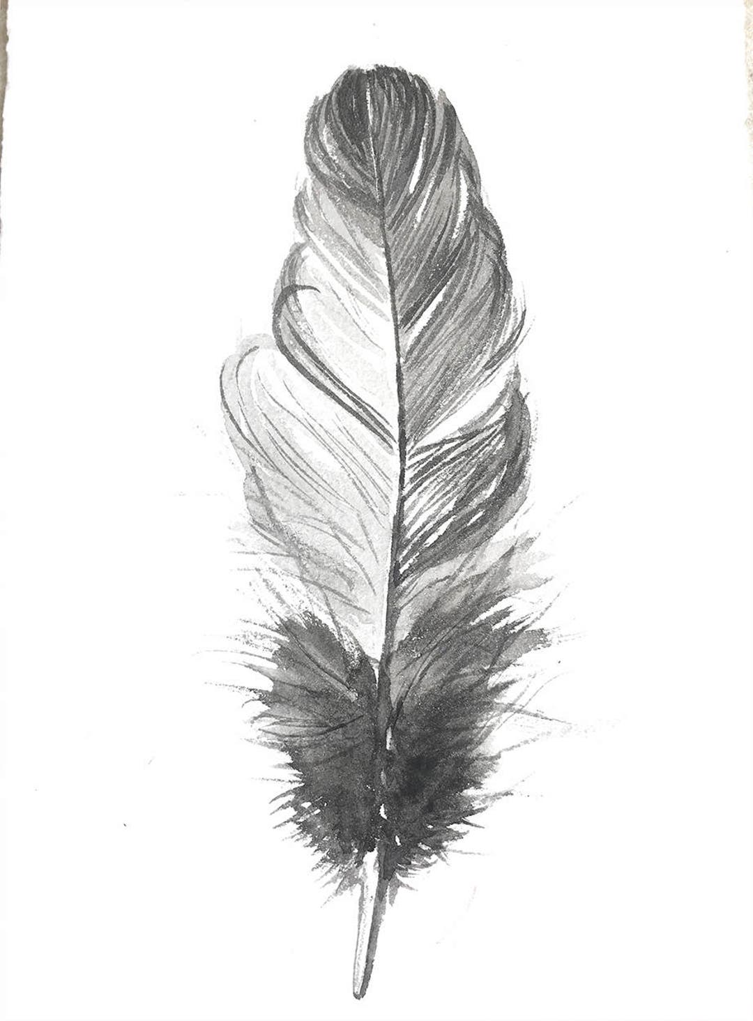 Original Feder Aquarell Malerei | Schwarz Weiss Minimalistische Kunst ...