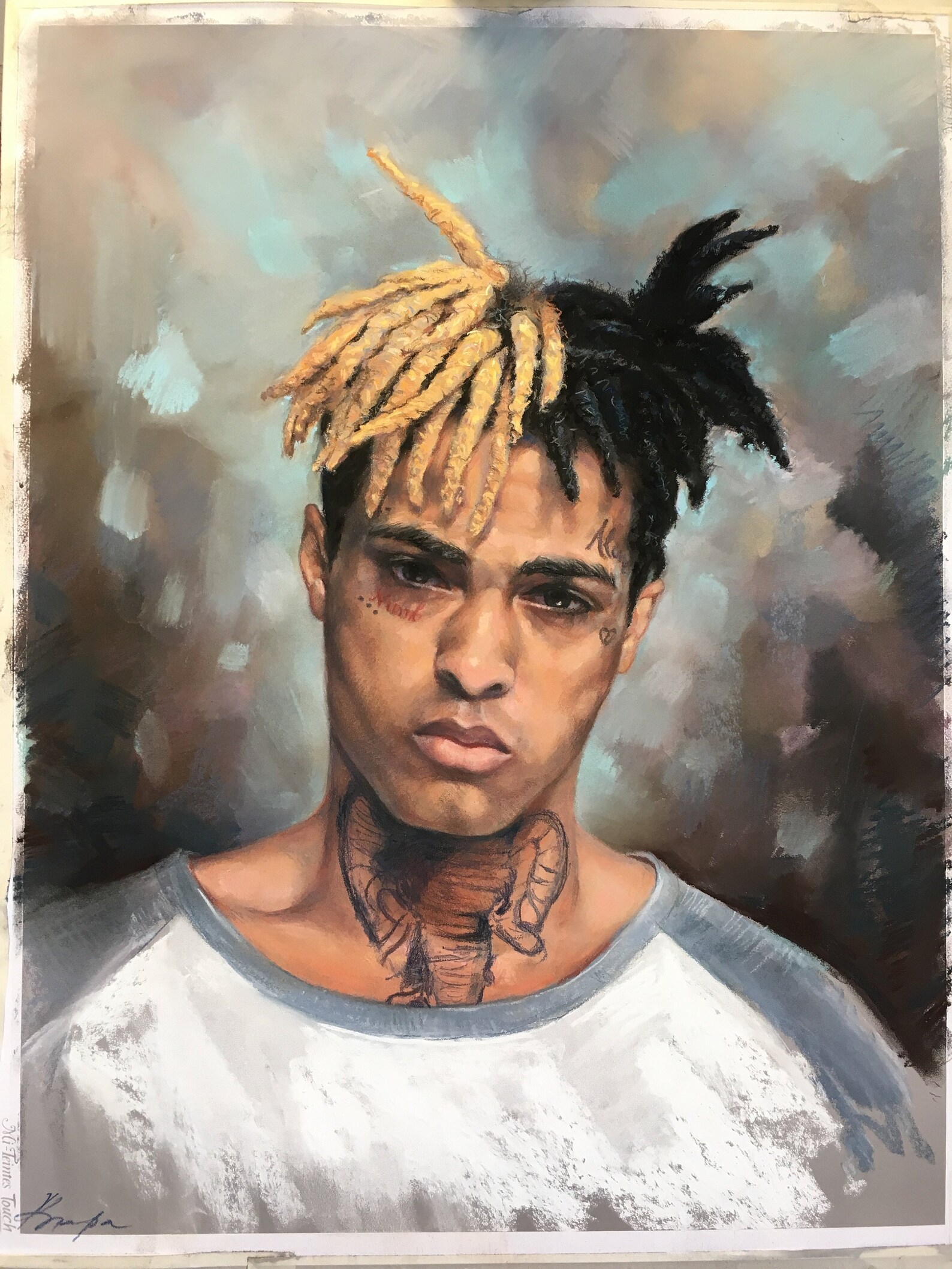 Pastel Portrait in Memory of Xxxtentacion, Portrait Painting, Rap ...