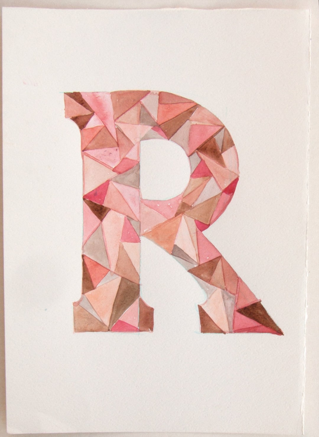 Watercolor Letter R Illustration Geometric. Alphabetic Personalized ...