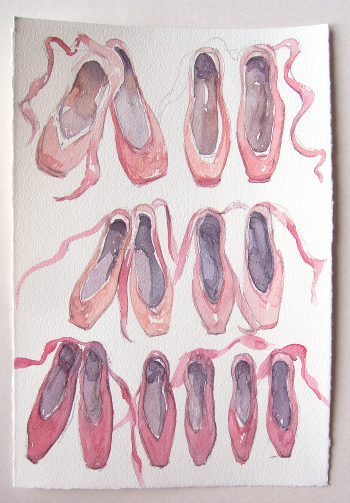 Ballet Slippers Watercolor Painting, Original Fine Art (7.5x11) - Etsy