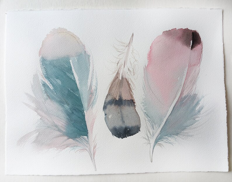 Abstract Feathers Painting Watercolour Feather Painting - Etsy