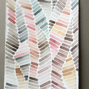 Dusty Rose Geometric Painting, Watercolour Painting Original. Abstract ...