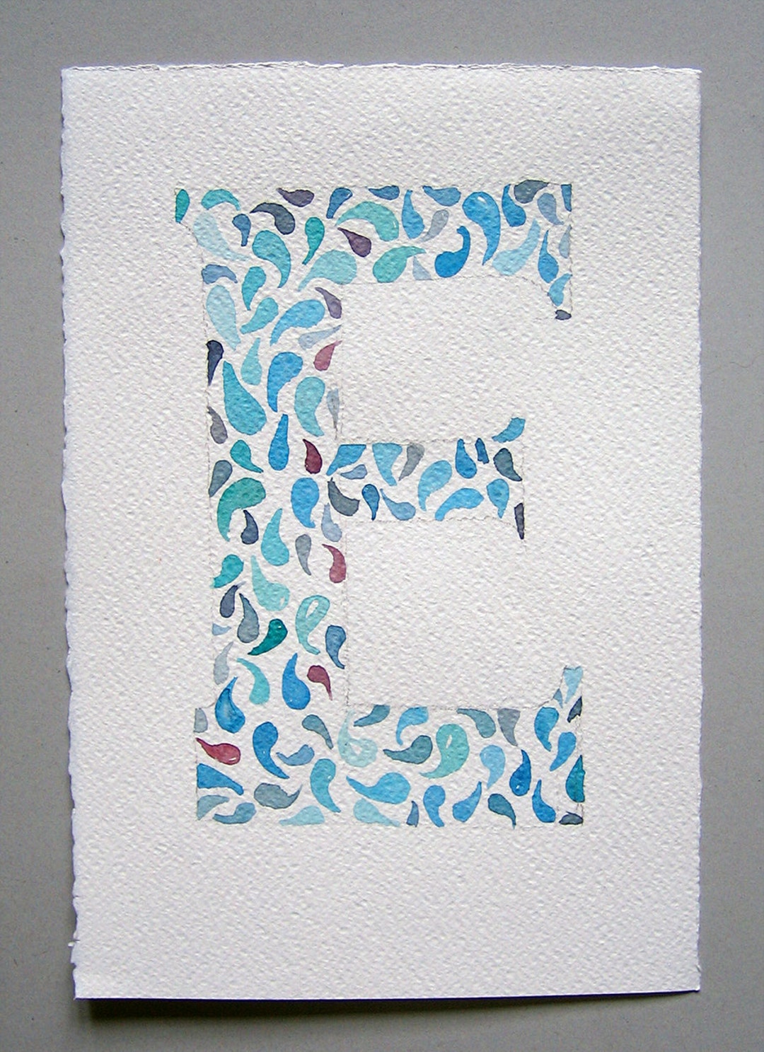 Letter E Watercolor Painting, Blue Pastel Art, Nursery Decor - Etsy