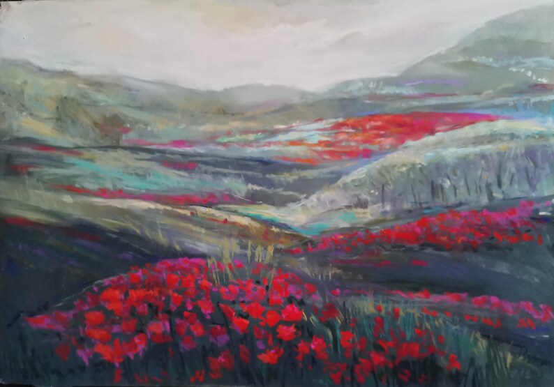 Original Pastel Painting non-existent Poppy - Etsy