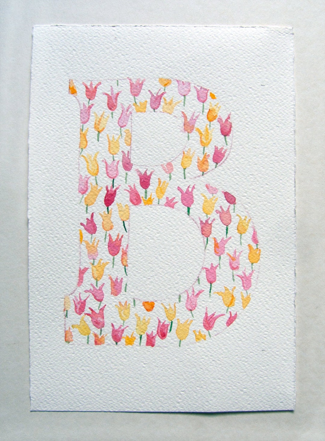 Watercolor Painting of Letter B. Spring Typography. Alphabet Painting ...