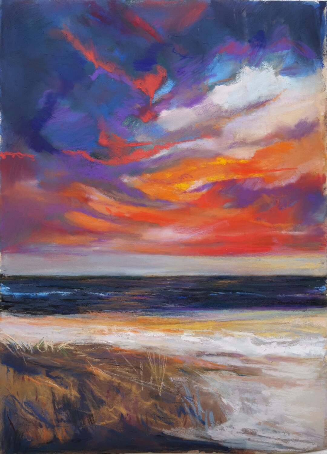 Original Pastel Painting- Firefly Sunset, Seascape Painting, Newcomers ...