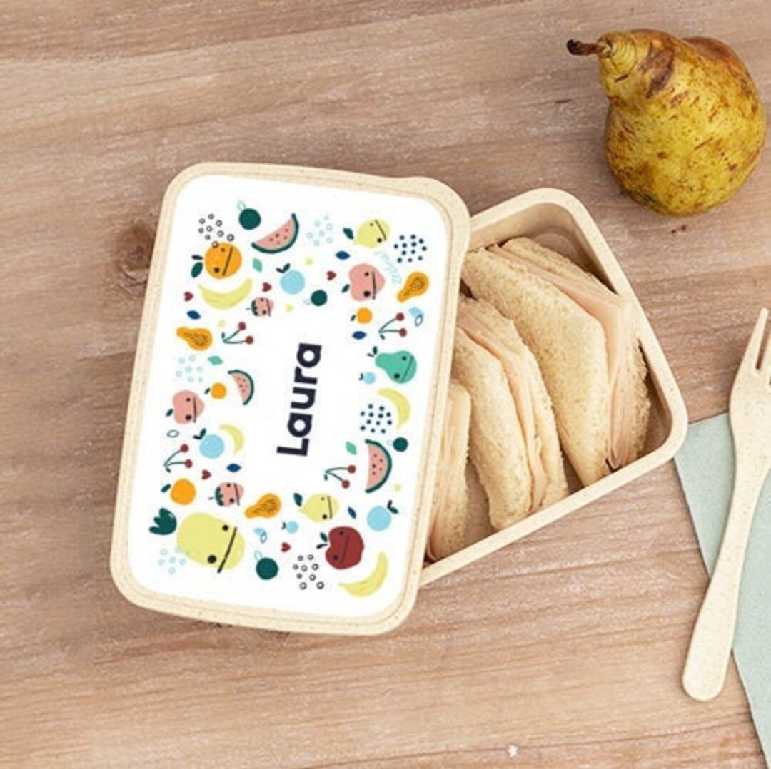 Lunch Box With Name on It Bread Box With Fruit Illustration - Etsy