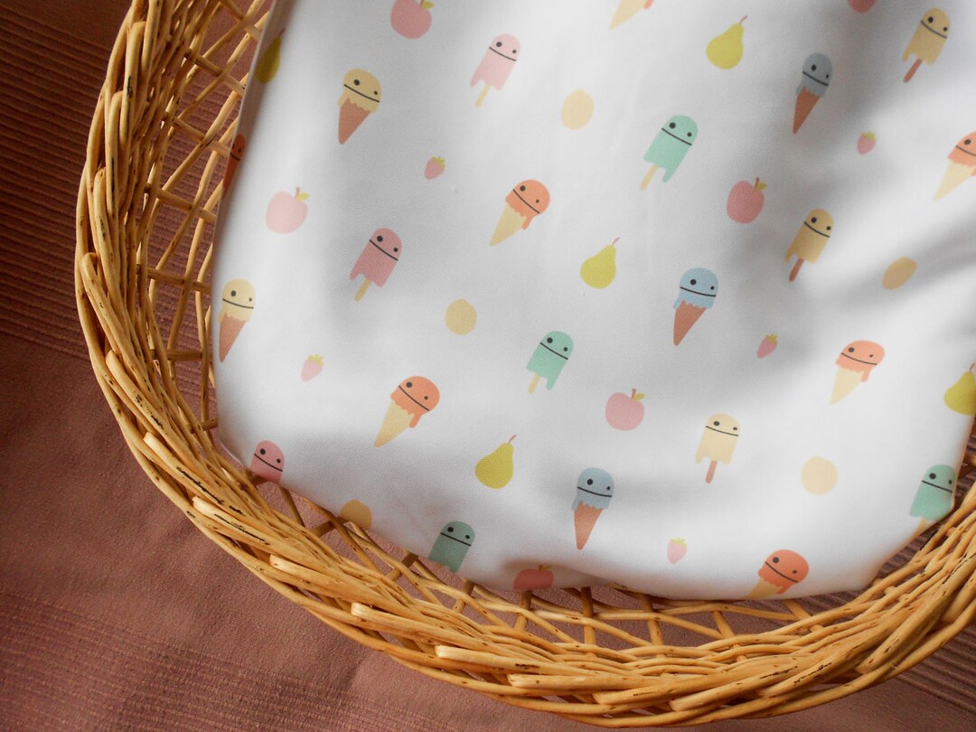 Baby Blanket Ice Cream Reversible Moses Basket Cover Stroller Cotton ...
