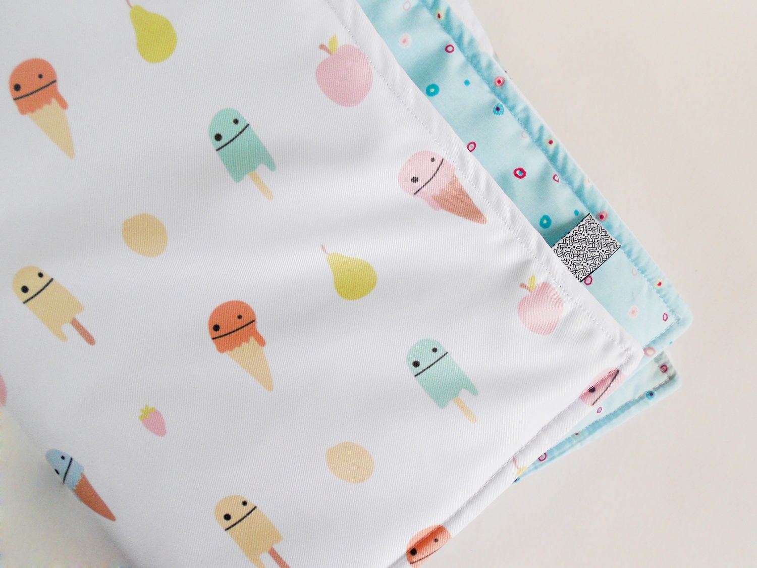 Baby Blanket Ice Cream Reversible Moses Basket Cover Stroller Cotton ...