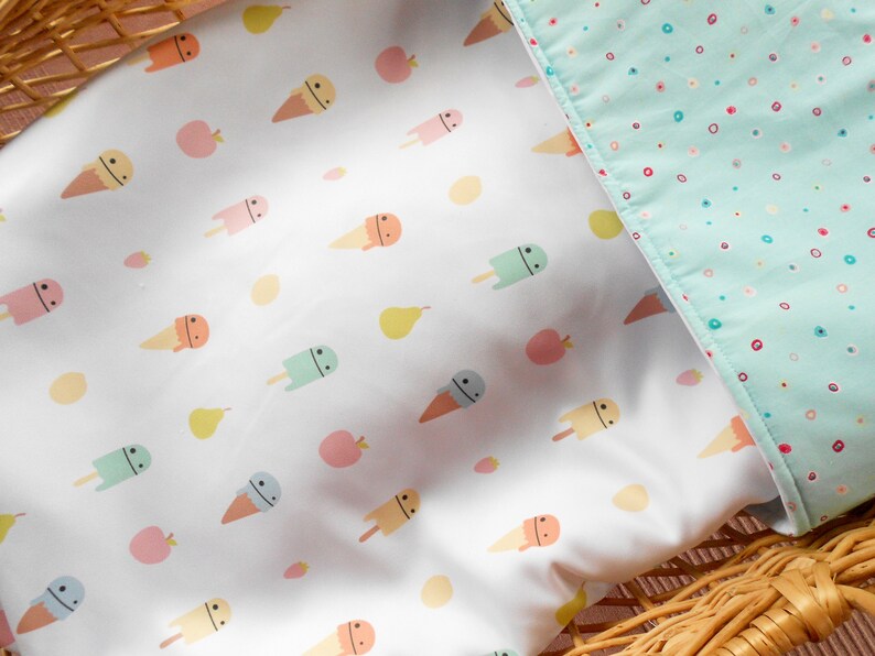 Baby Blanket Ice Cream Reversible Moses Basket Cover Stroller Cotton ...