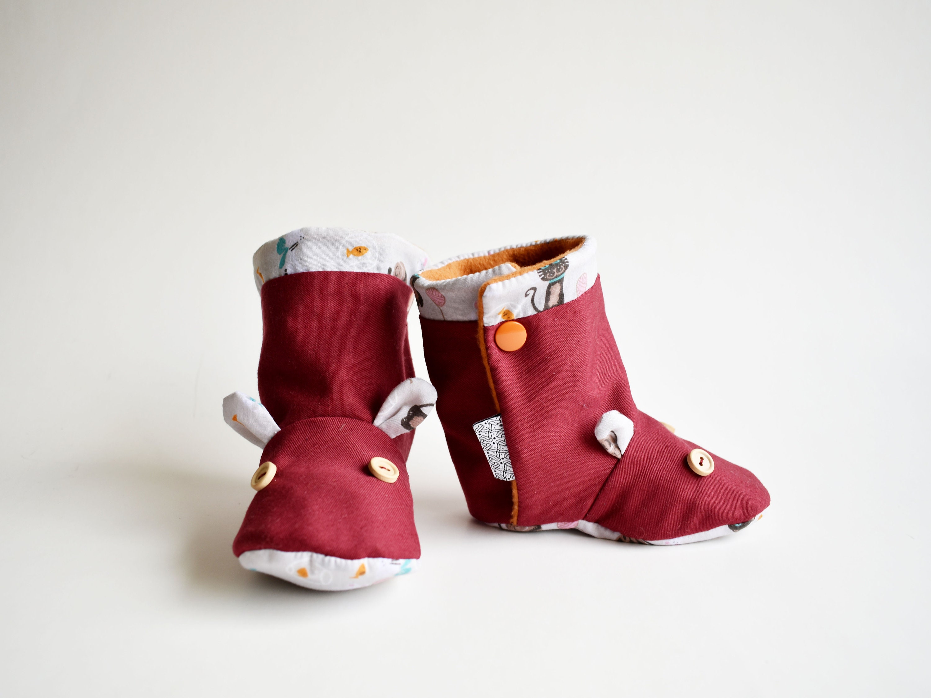 Baby Mouse Boots Soft Sole Booties Cotton Fleece Baby High - Etsy