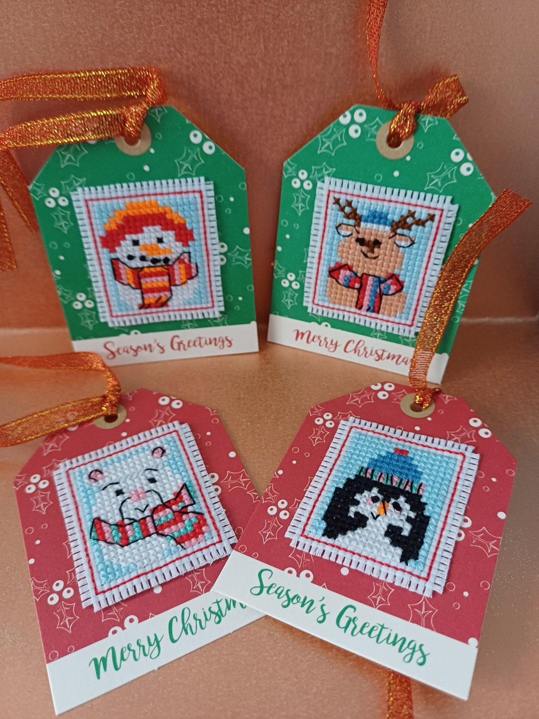 Christmas Gift Tags, Hand Stitched Parcel Tags, Stocking Labels - Etsy