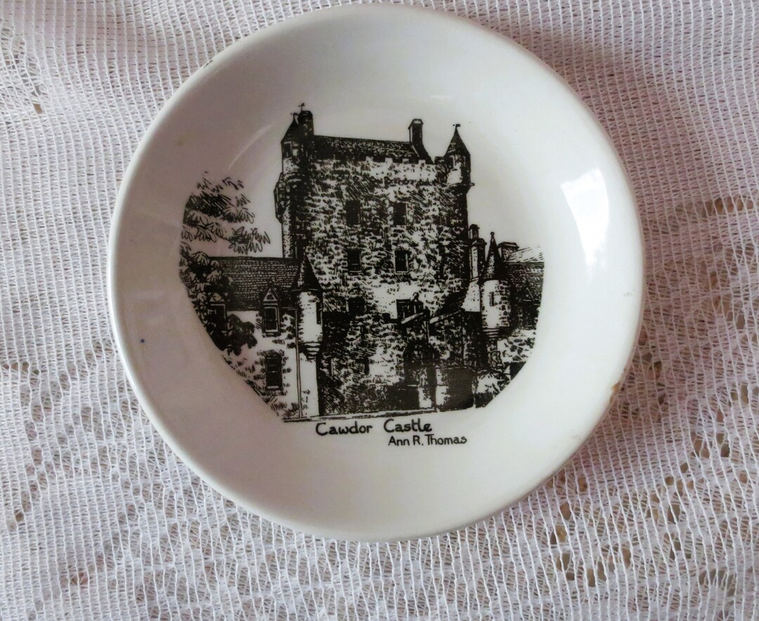 Vintage BUTTER PAT TABERT Black Transferware 4.25" Dish Cawdor Castle ...