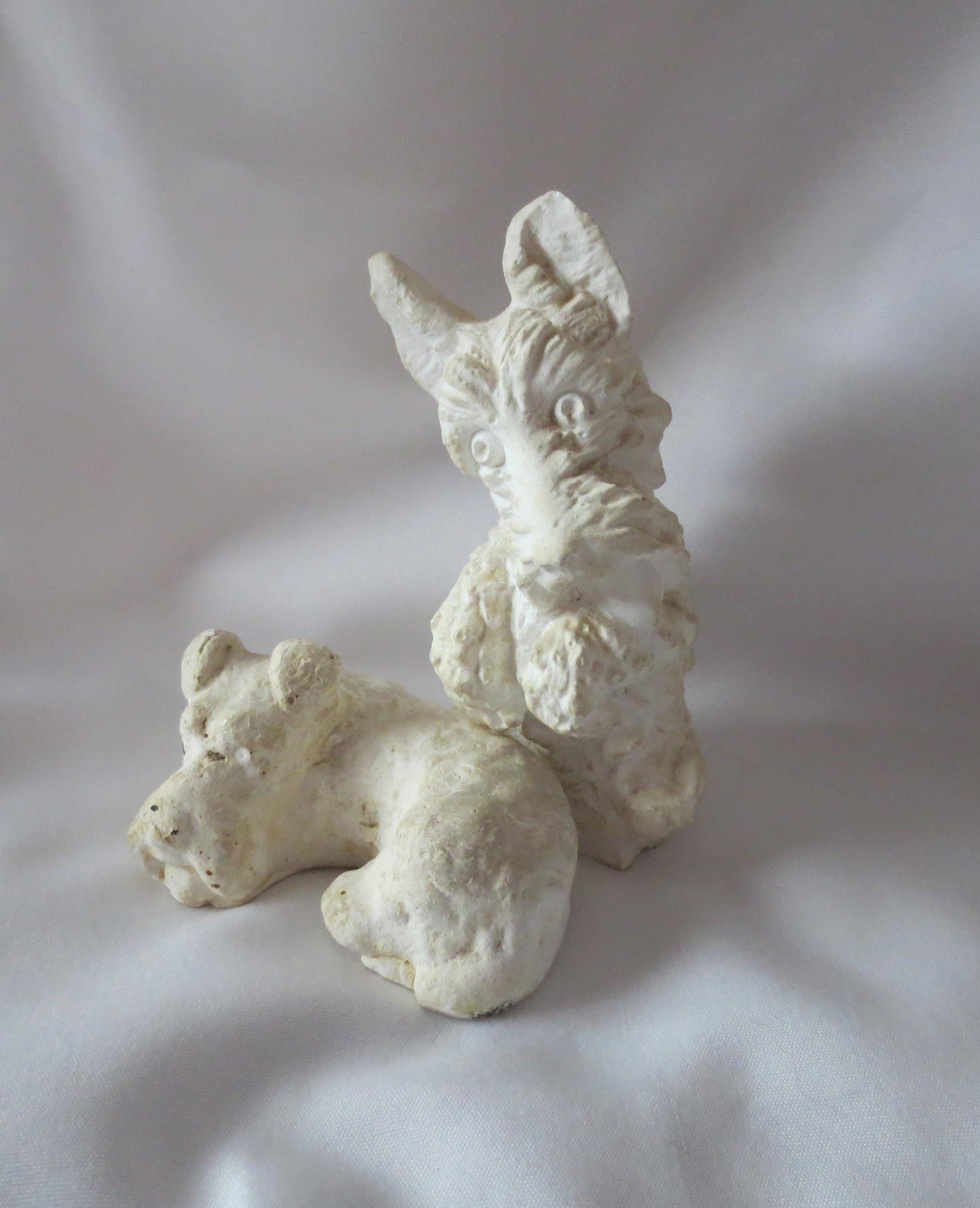 Vintage DOG FIGURINE CHALKWARE White Terriers Scottie Scottish 1950s ...