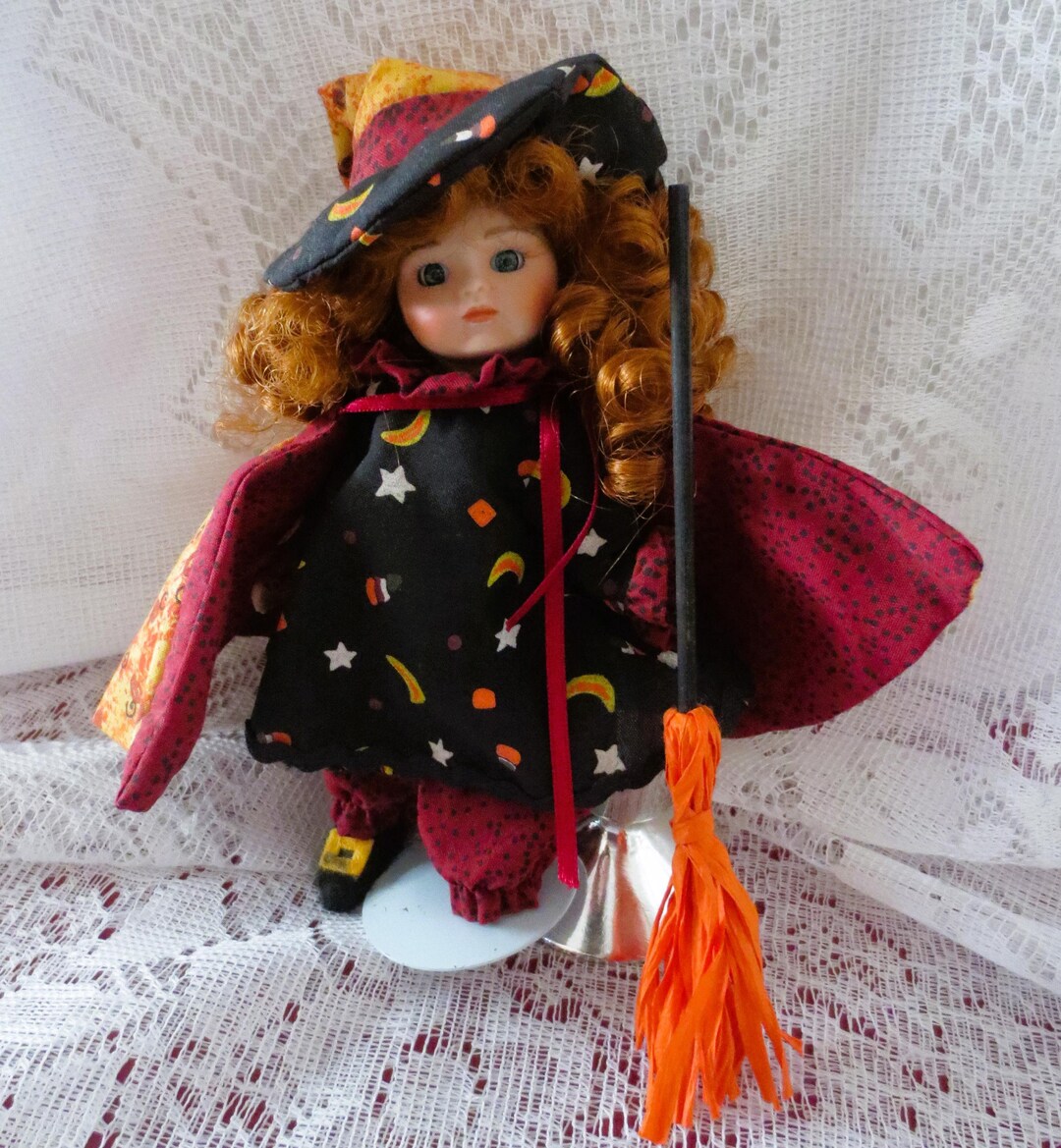 Vintage WITCH DOLL Porcelain Marie Osmond Bru Hilda in Box CIA Petite ...