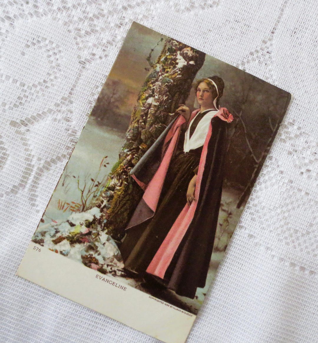 EVANGELINE Postcard Vintage FRAMEABLE ART 1847 Epic Poem by H.W ...