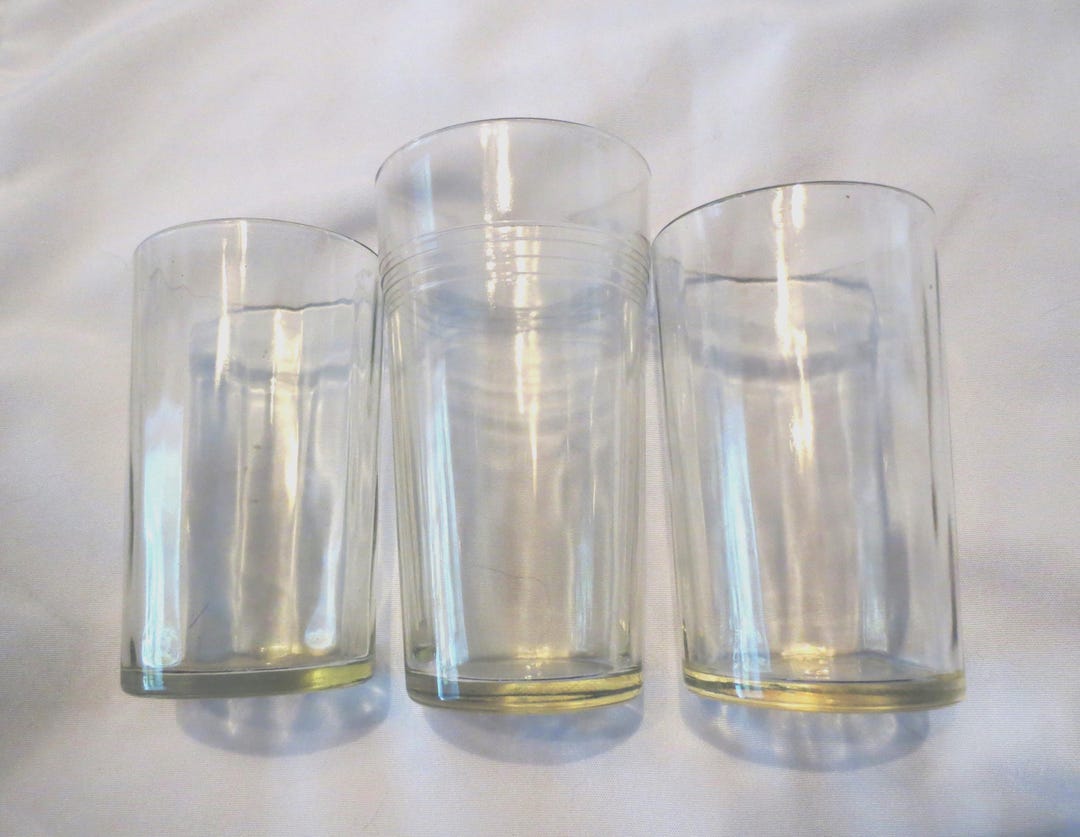 1950 JUICE GLASS X3 Vintage 4.25" DIXIE Jam Jelly Jar Etched Clear ...