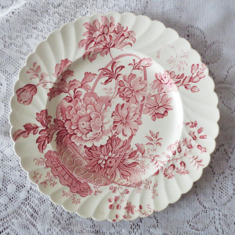 Red Transferware Plates - Etsy