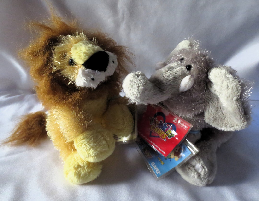 WEBKINZ LION & ELEPHANT Vintage Beanie Plush Ganz Lil' Kinz Animals ...