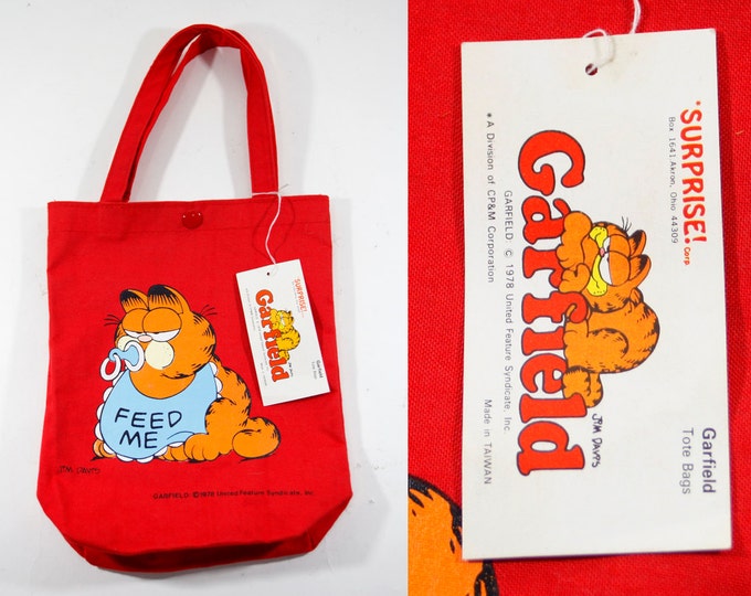 Vintage 1978 GARFIELD Small Red Canvas Tote Bag W/ Original Tag - Etsy