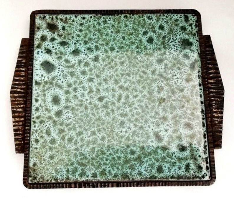 Unique Vintage Artistic Pot Stand Metal Pot Holder Glazed Tile Ceramic ...