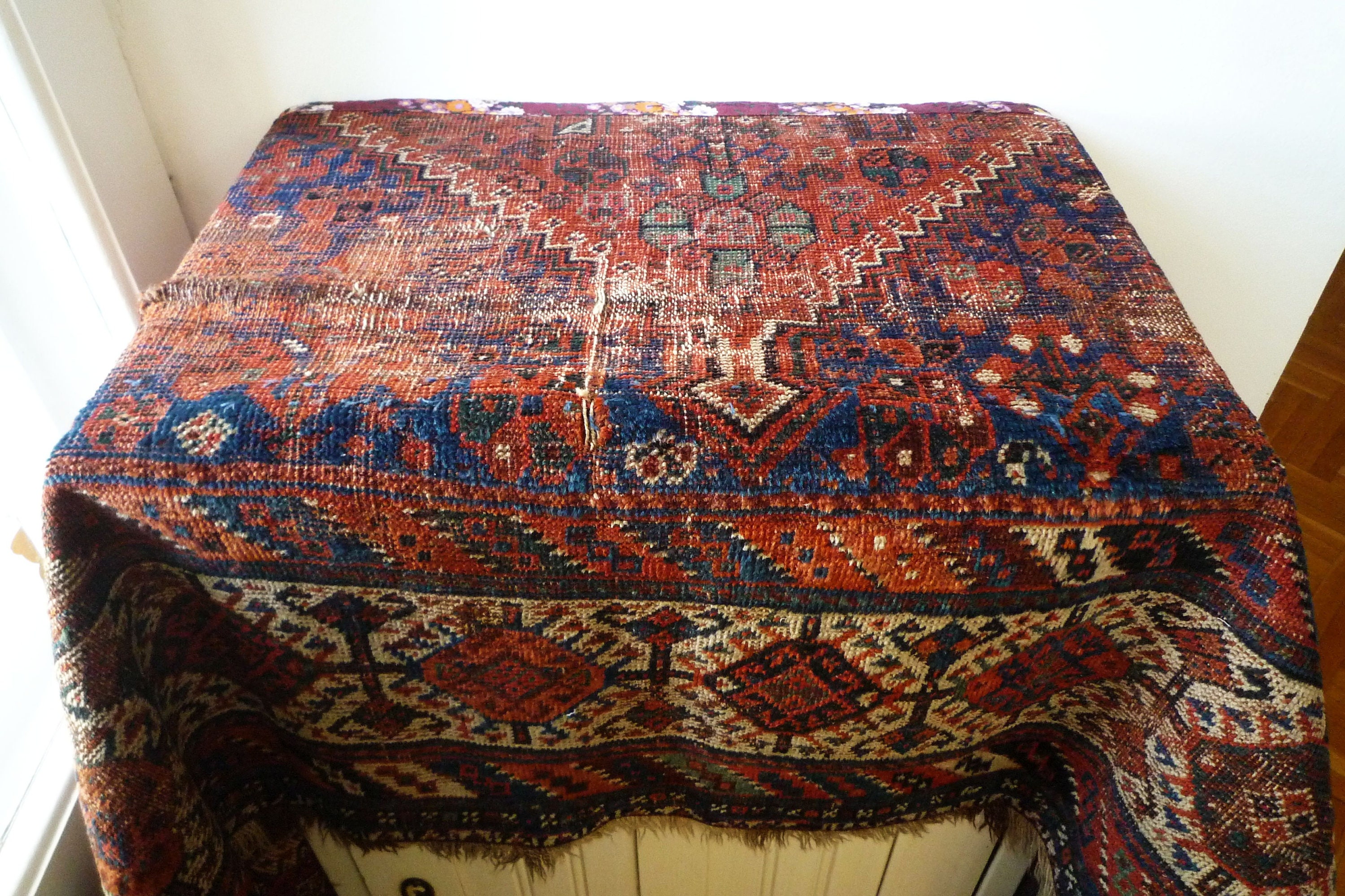 Antique SHIRAZ Persian Rug Fragment Afghan Rug Kilim Rug Hand Woven ...