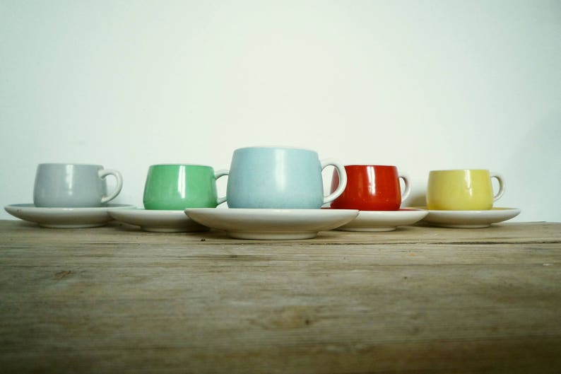 Set of 5 Coffee Cups Coffee Service Espresso Cups 1950's Multicolor ...