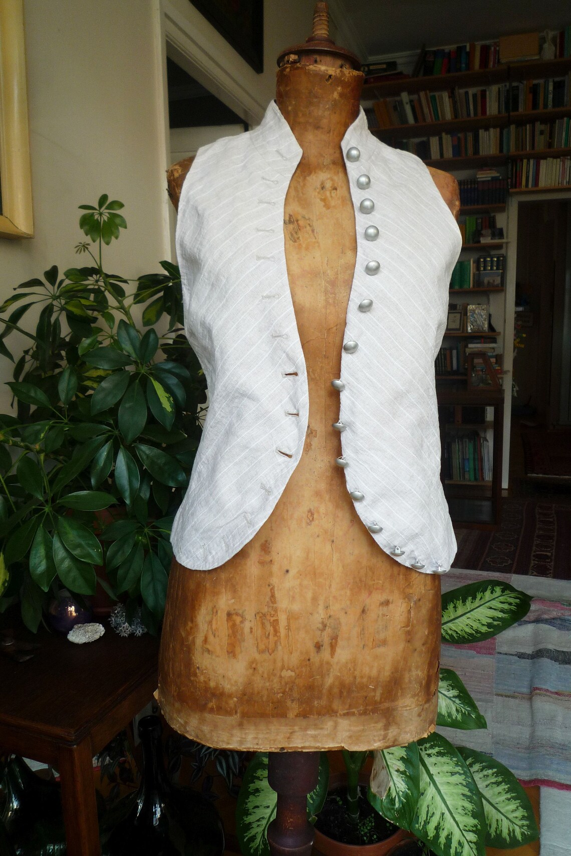 Woman's striped linen vest linen top beige vest vintage | Etsy