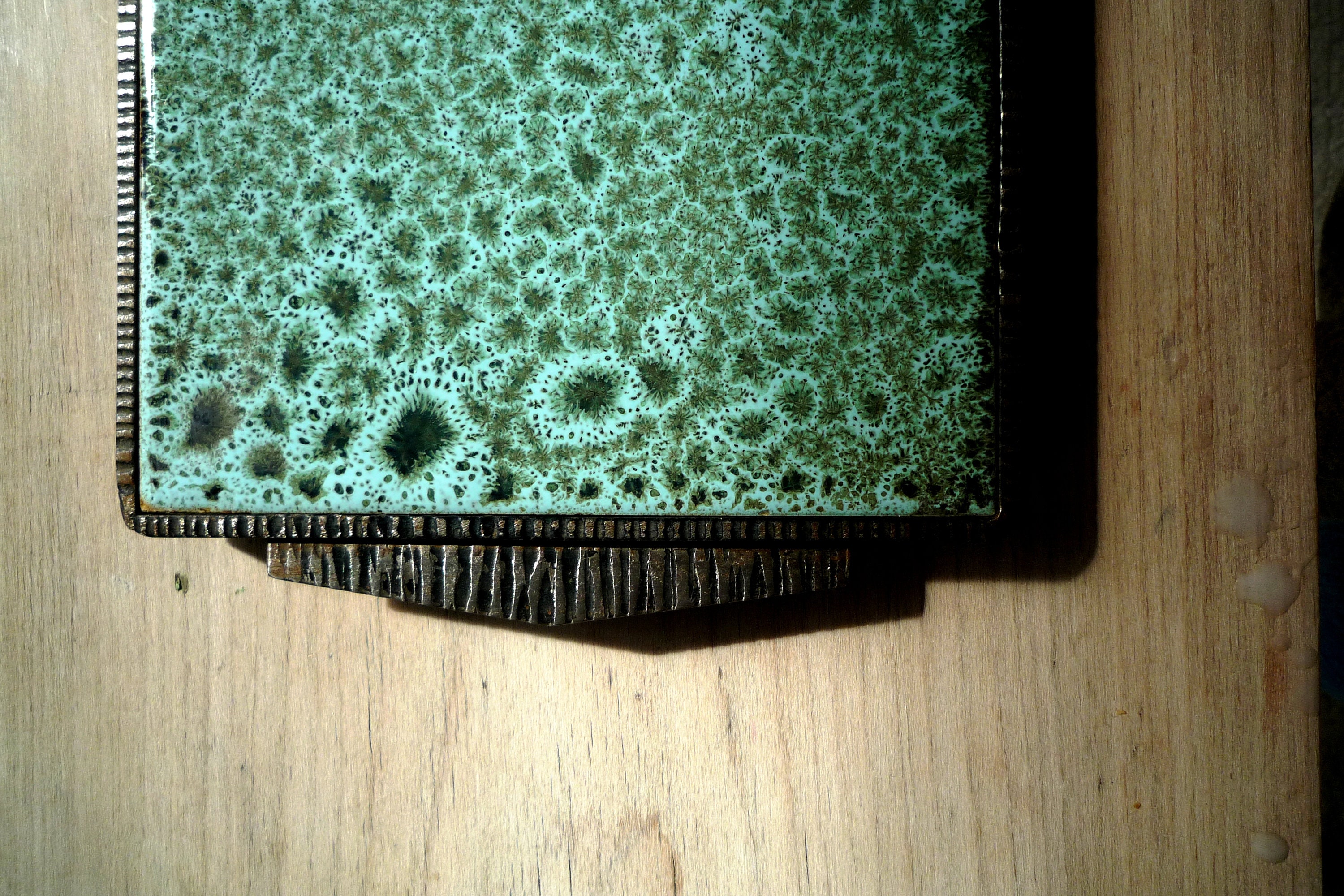 Unique Vintage Artistic Pot Stand Metal Pot Holder Glazed Tile Ceramic ...