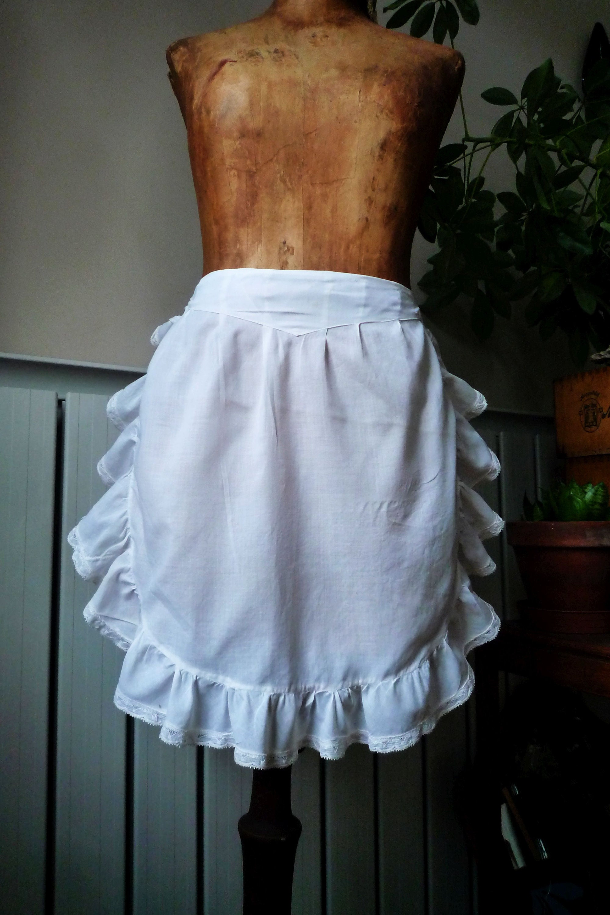 Art Nouveau French White Apron Café Bar Maid Apron Antique Edwardian ...