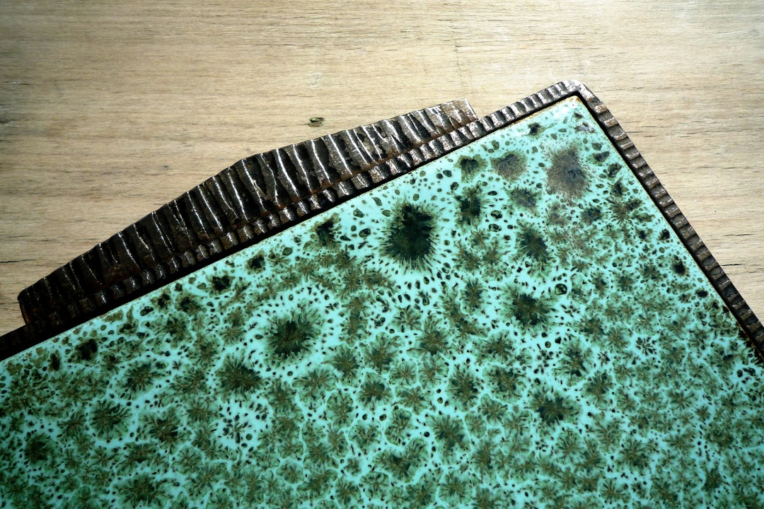 Unique Vintage Artistic Pot Stand Metal Pot Holder Glazed Tile Ceramic ...