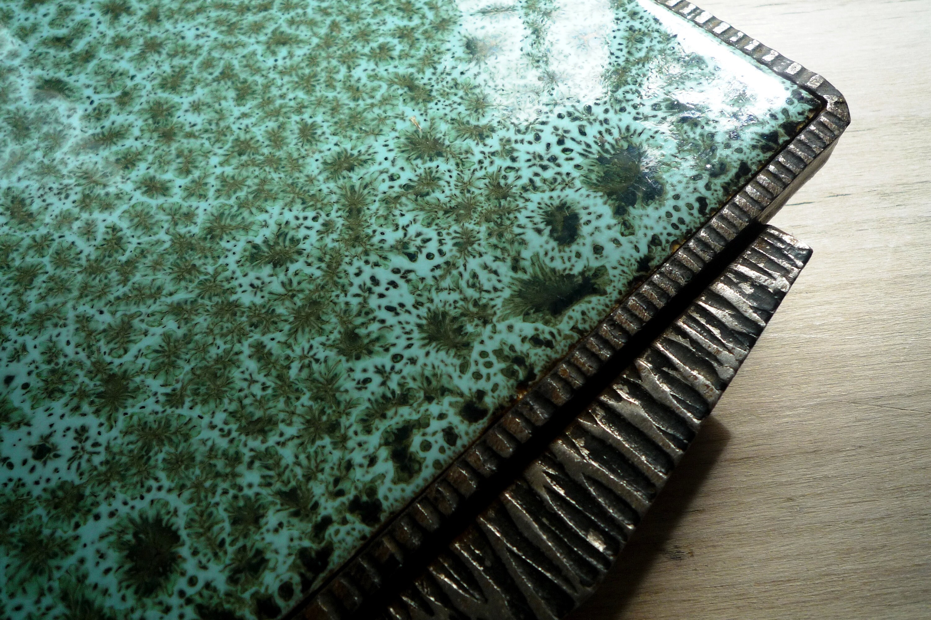 Unique Vintage Artistic Pot Stand Metal Pot Holder Glazed Tile Ceramic ...