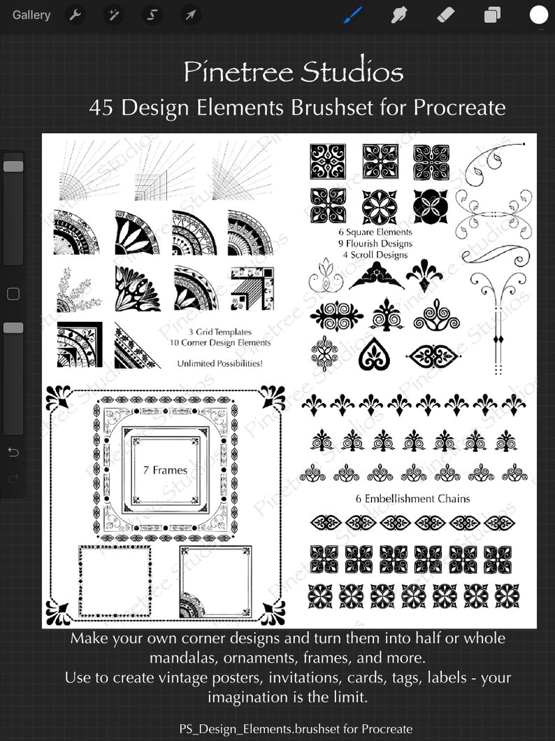 Procreate Design Elements Stamps .brushset Designed for Ipad - Etsy