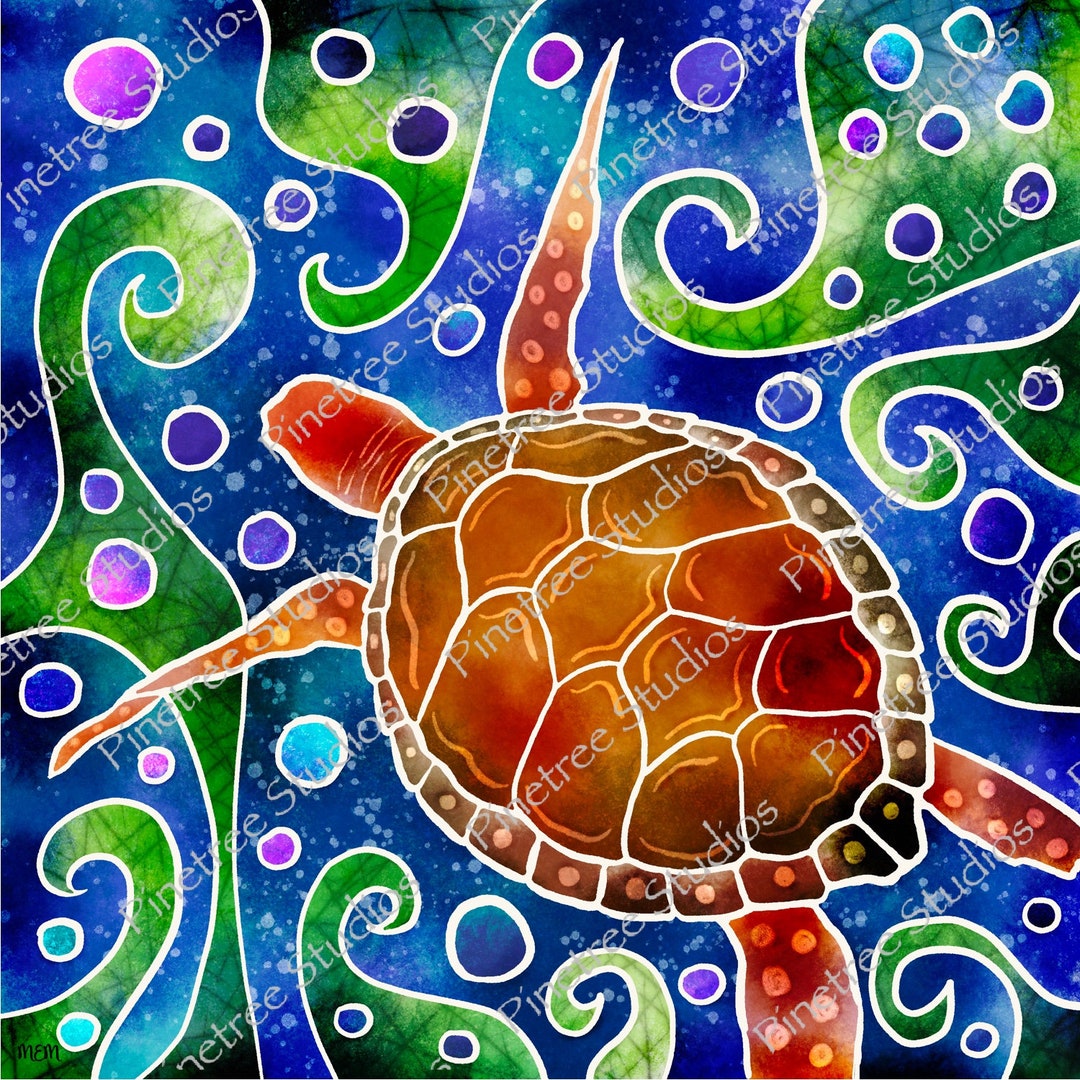 Batik Sea Turtle ~ Sublimation Digital File - Printable - Mugs / Tiles ...