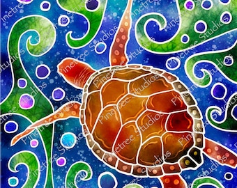 Sea Turtle Batik - Etsy