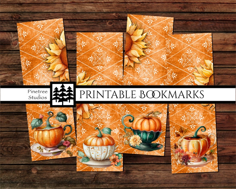 Pumpkin Teacup Bookmarks 2x6 Digital Download Printable Bookmarks ...